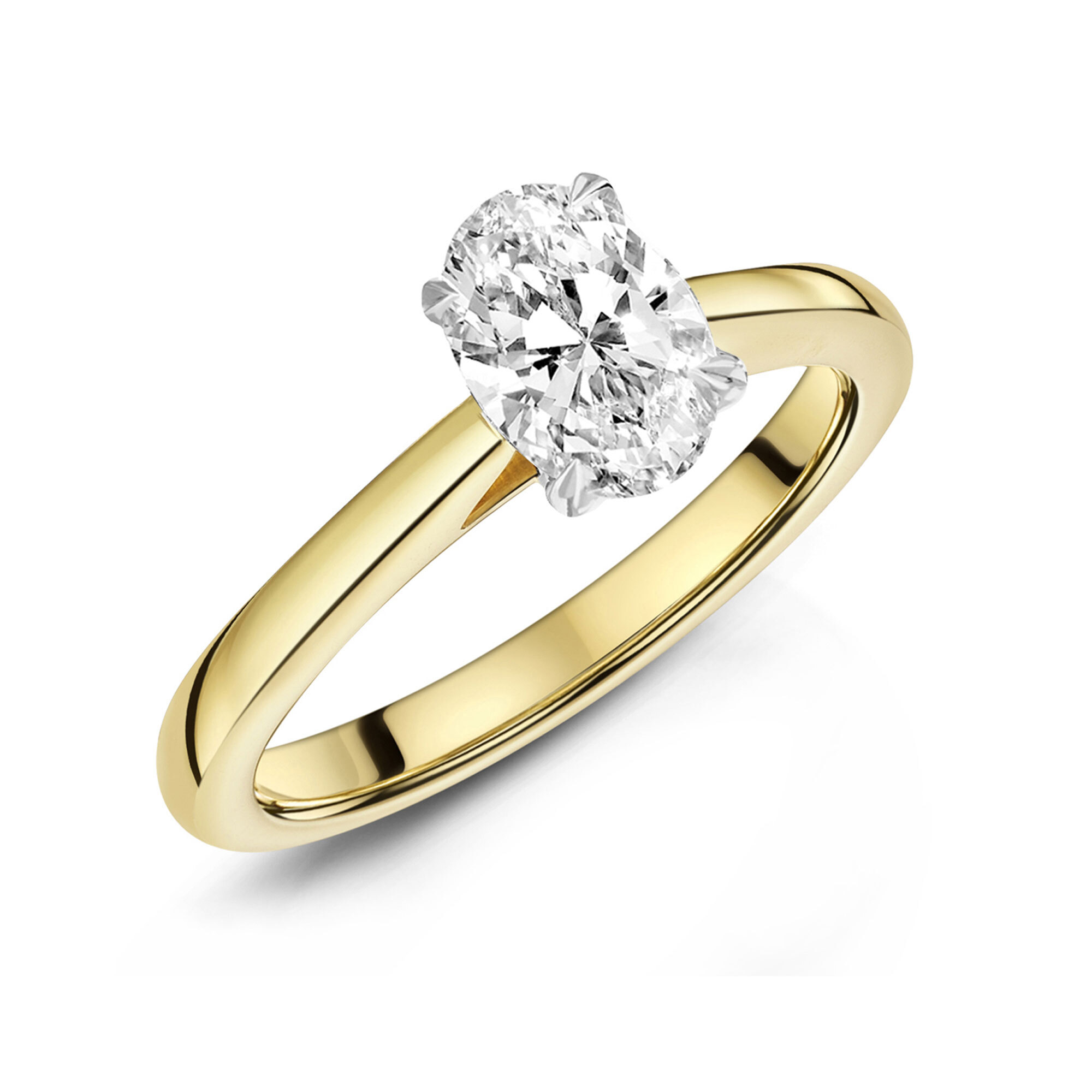 18ct yellow gold 1.01ct E SI1 oval diamond single stone ring | Jamieson ...