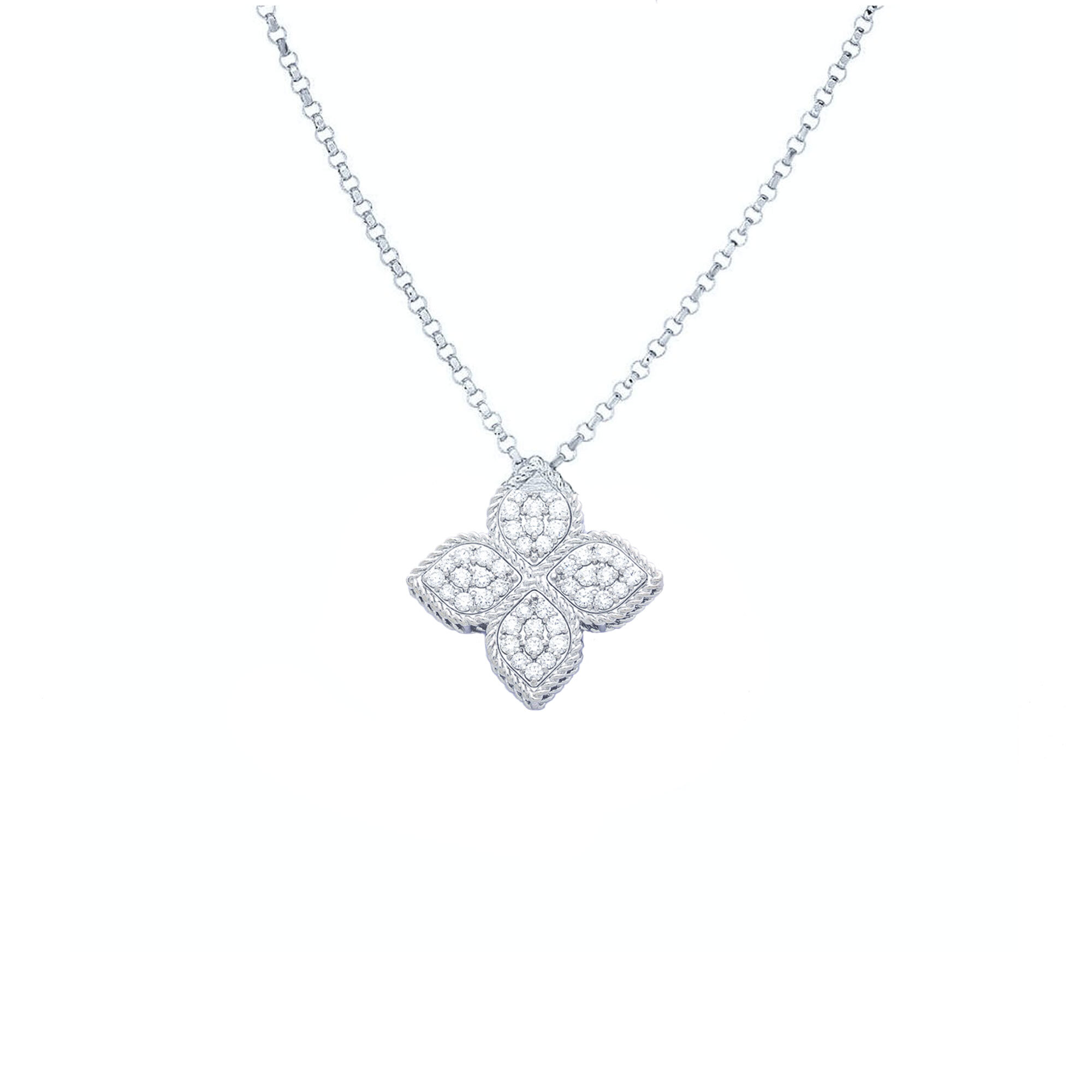 18ct white gold diamond set Princess Flower pendant | Jamieson & Carry ...