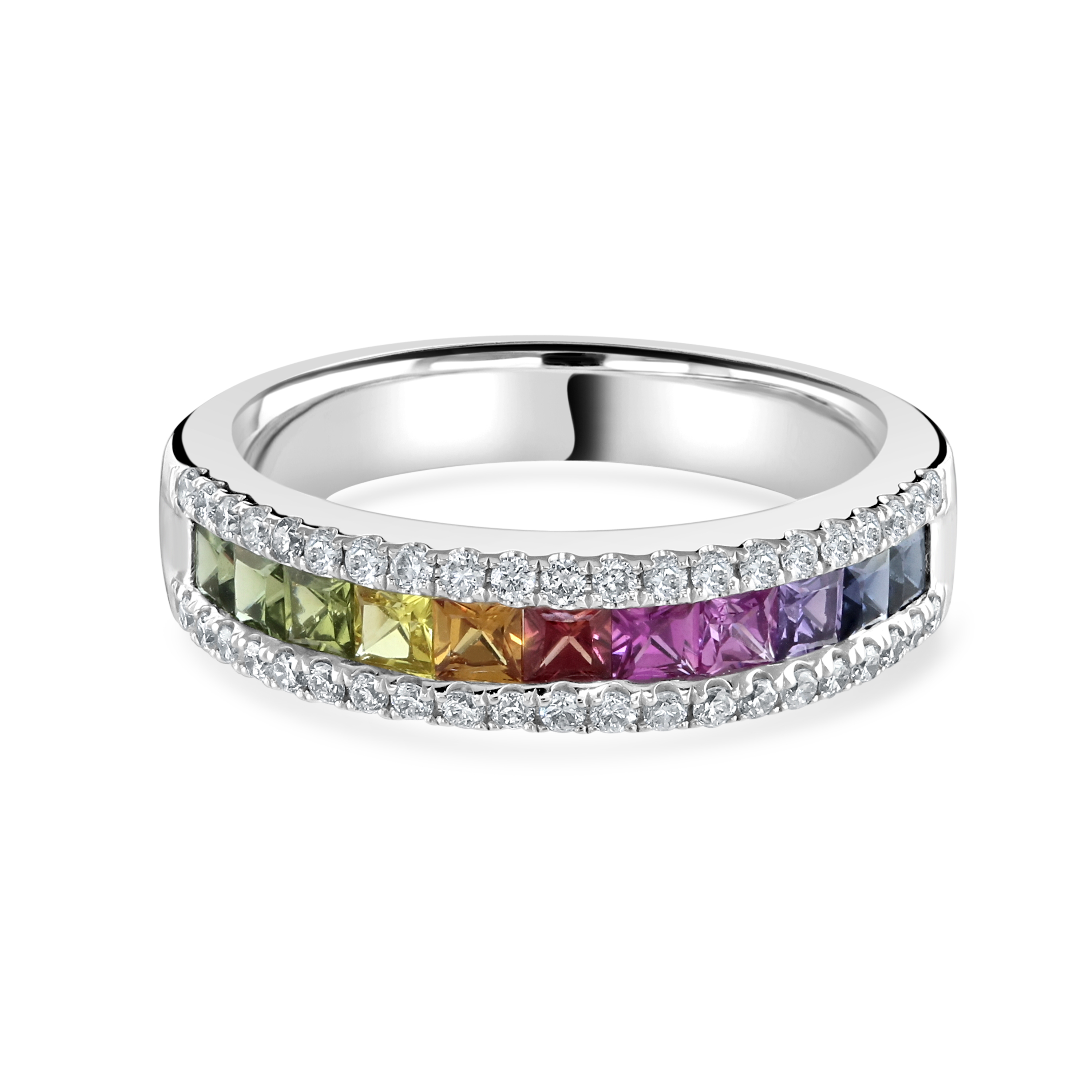 Rainbow sapphire ring white gold store